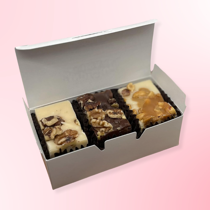 Handcrafted Gourmet Fudge-Nut Lover's Gift Box- -3 piece gift box ...